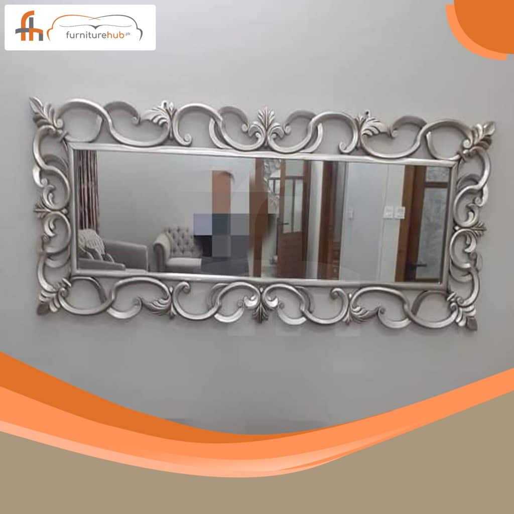 Fancy Wall Mirror Design With Wood Frame Available At Furniturehub.Pk